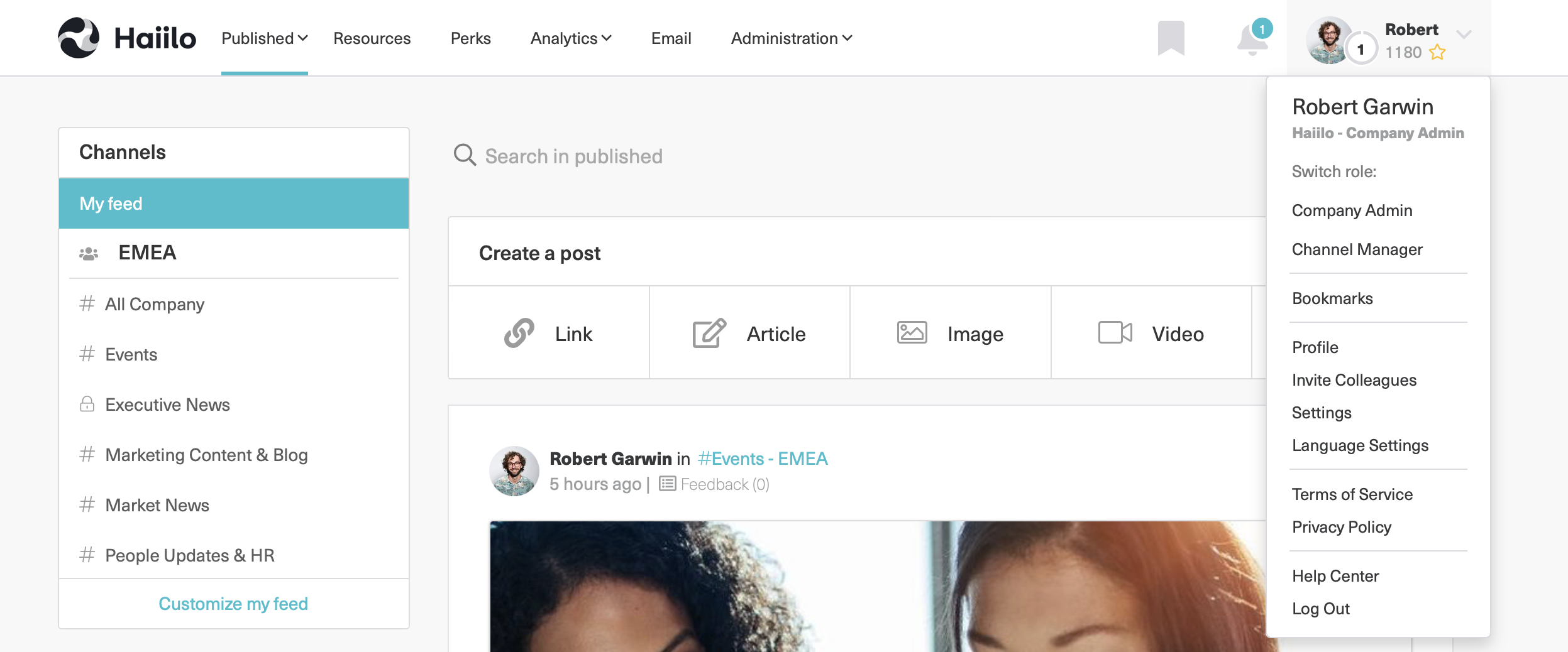 Switching between roles – Haiilo Advocacy Knowledge Base
