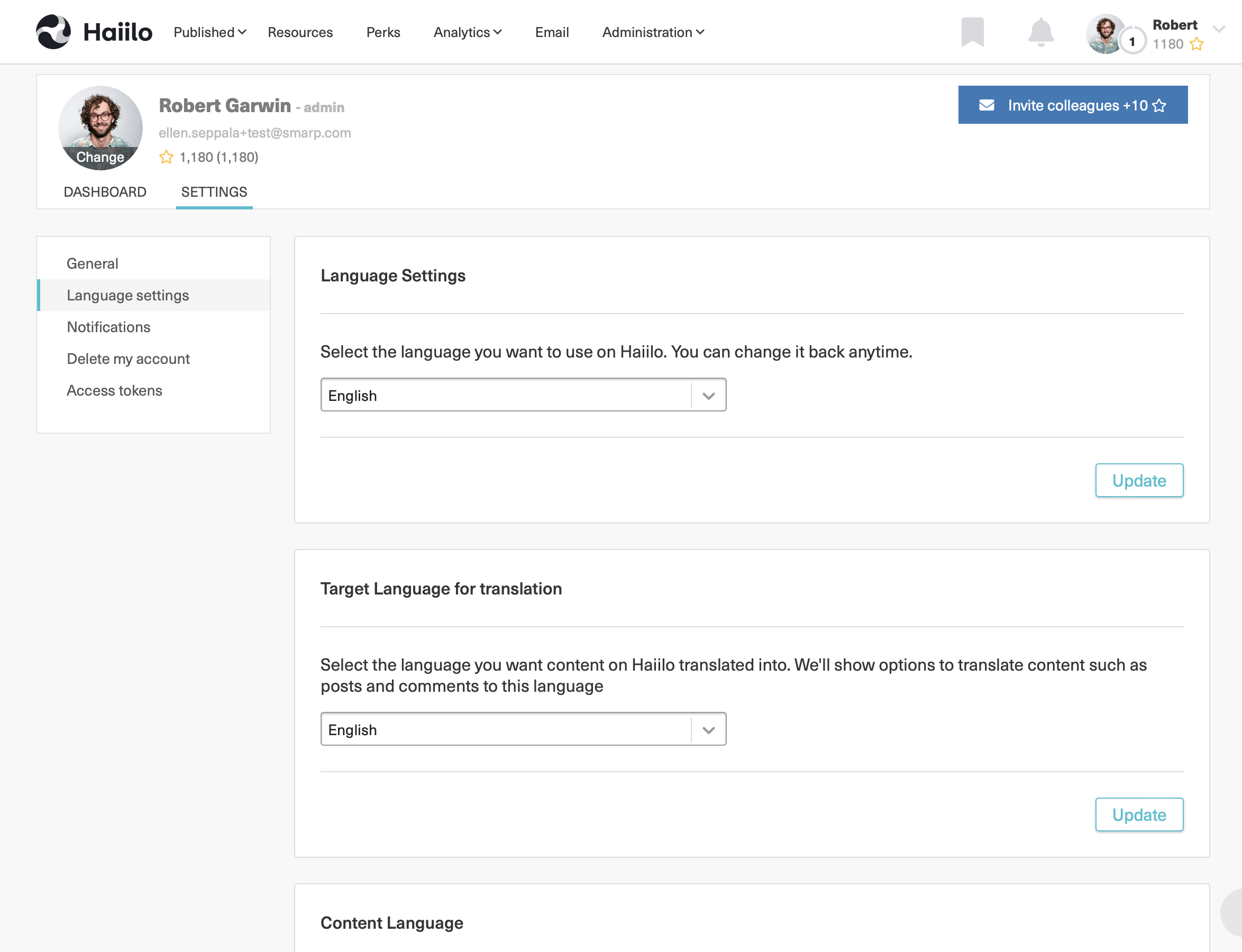 Language settings – Haiilo Advocacy Knowledge Base